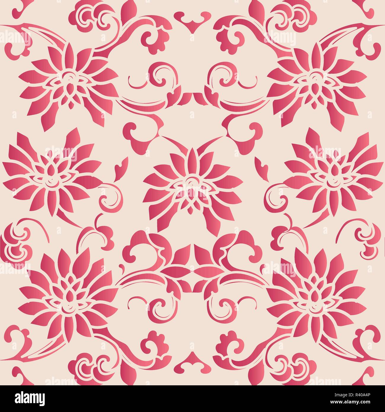 Elegant seamless Chinese style botanic garden flower leaf pattern ...