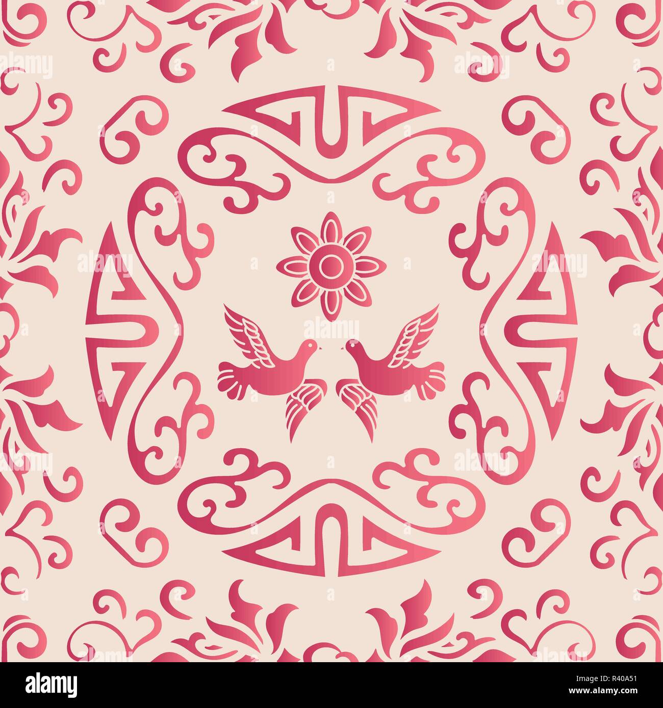 Elegant seamless Chinese style botanic garden flower pattern background ...