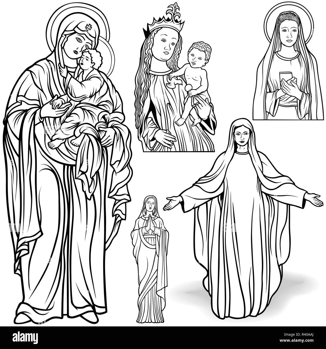 Virgin Mary Set Stock Vector Image And Art Alamy