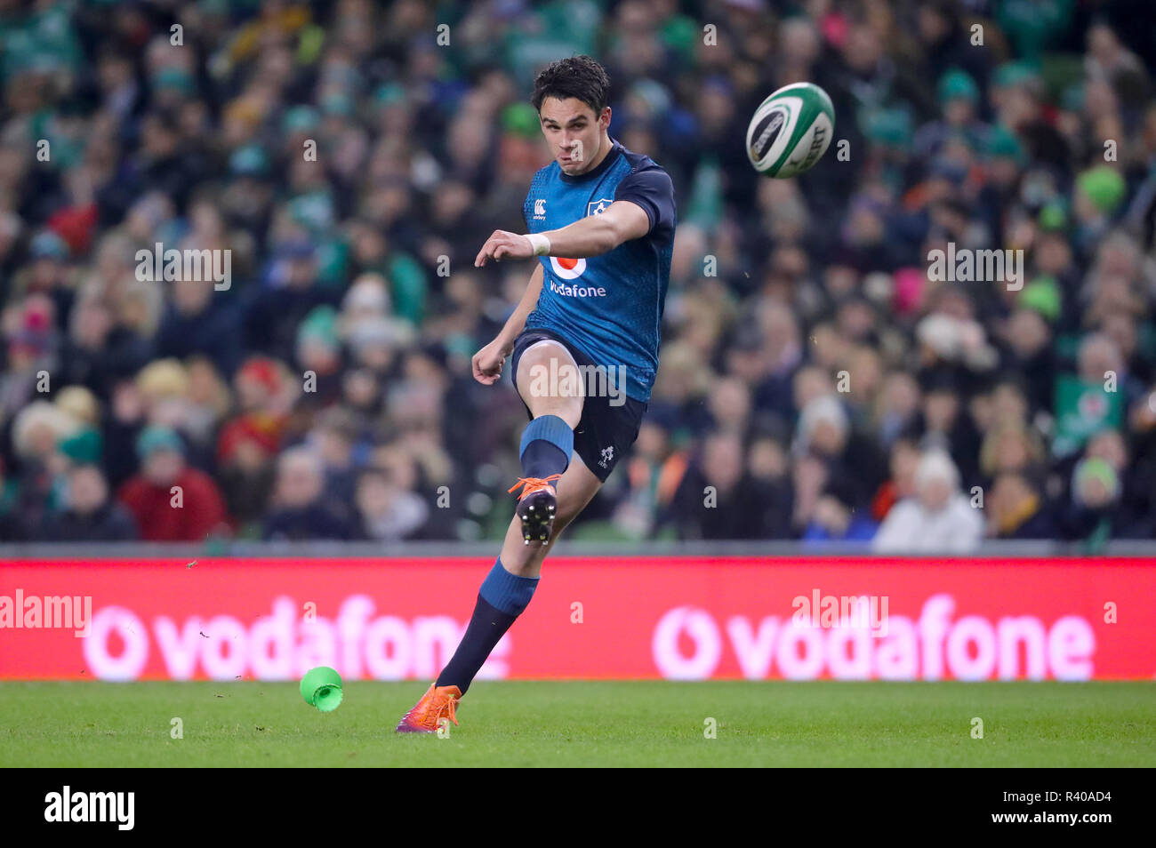 Ireland's Joey Carbery converts a try during the Autumn International ...