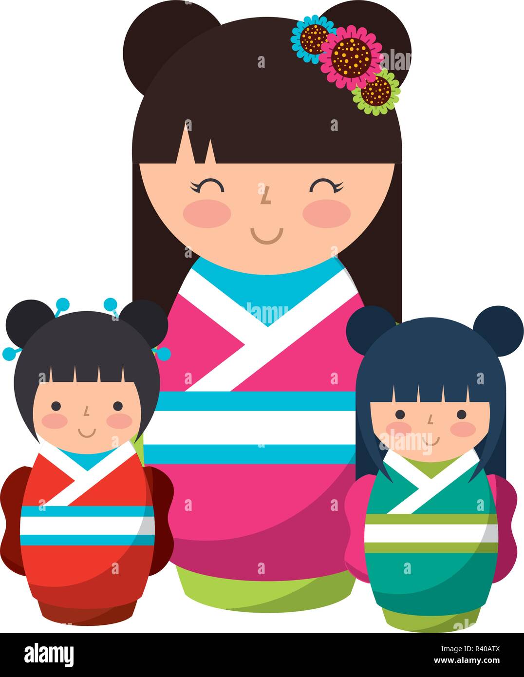 cute kokeshi dolls Stock Vector Image & Art - Alamy