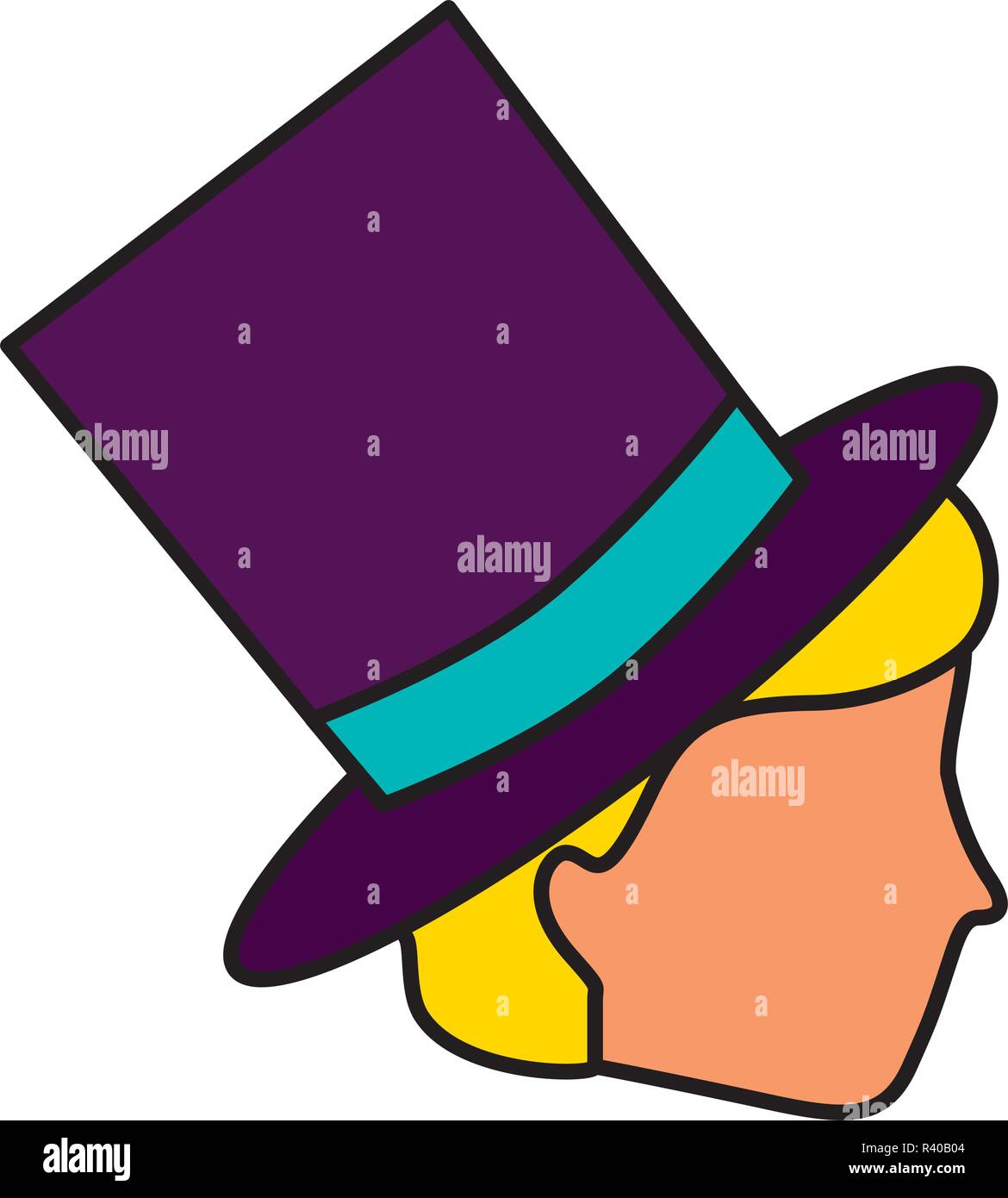 Man top hat profile Stock Vector Images - Alamy