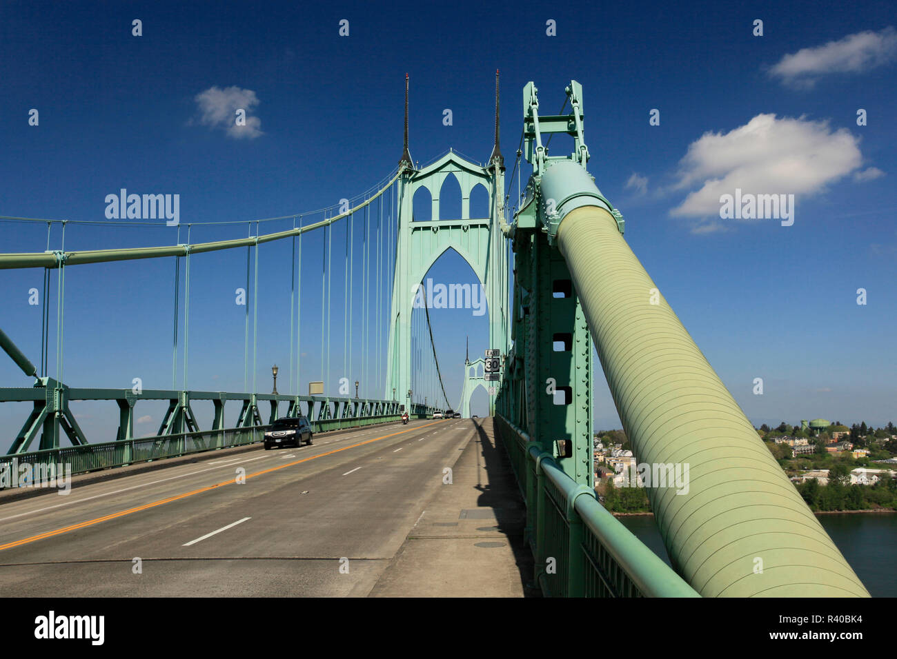 USA, Oregon, Portland. Structure of St. Johns Bridge. Credit as: Steve ...