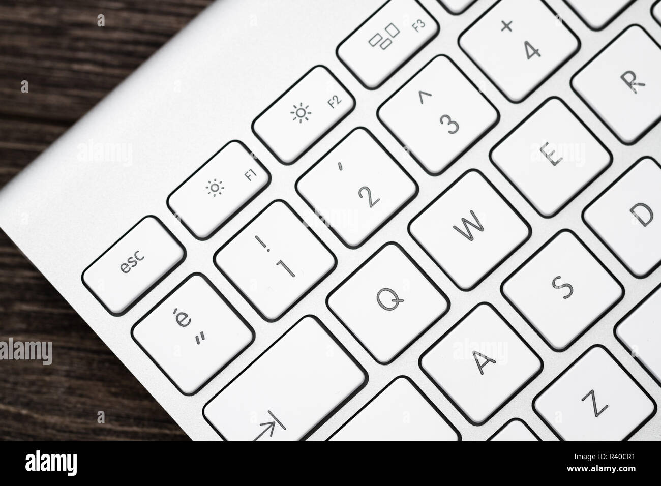 Close up of a Modern White, Gray Computer Keyboard Stock Photo - Alamy