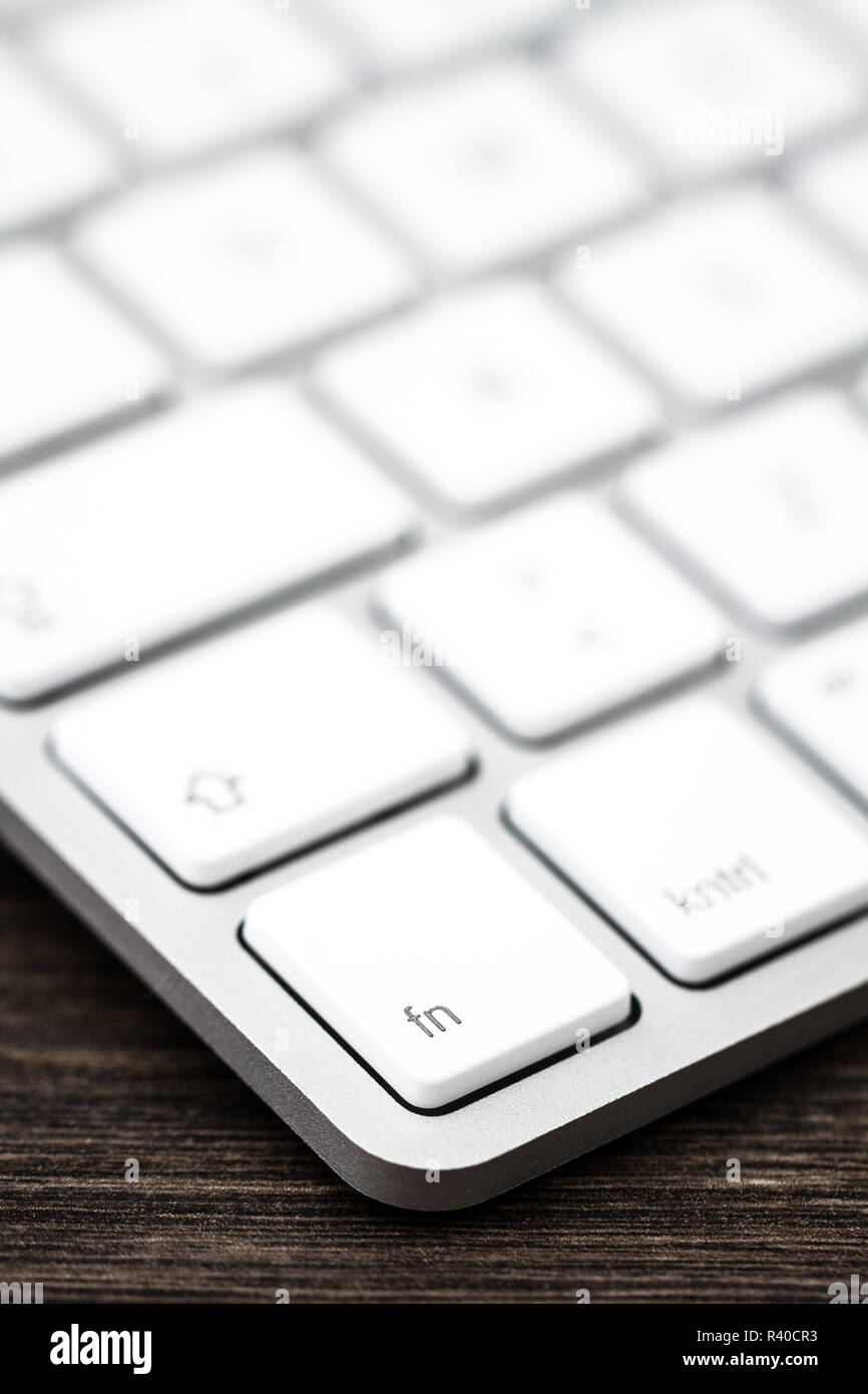 Close up of a Modern White, Gray Computer Keyboard Stock Photo - Alamy