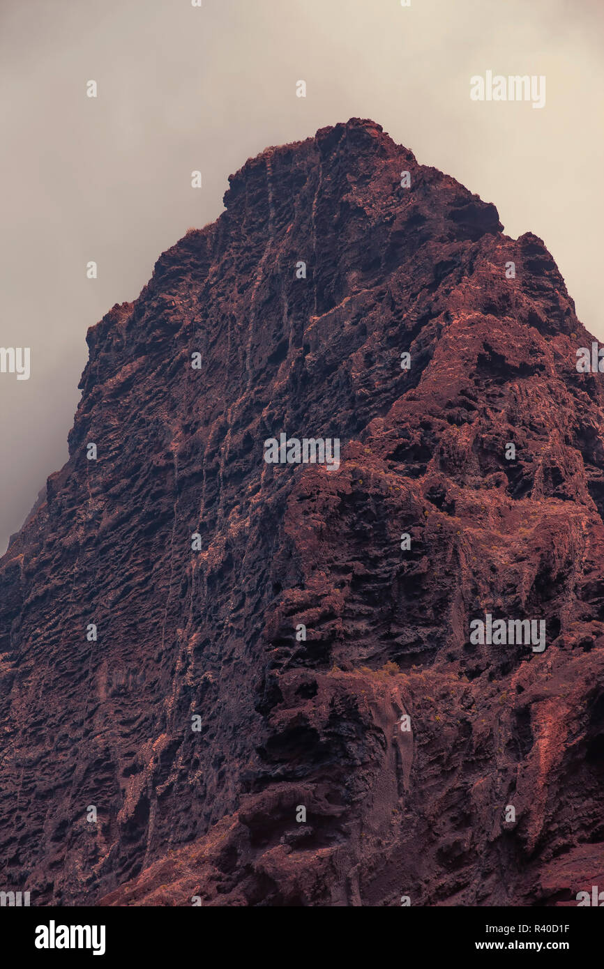 Dramatic mountains sinking in dusk clouds in red planet Mars Stock ...