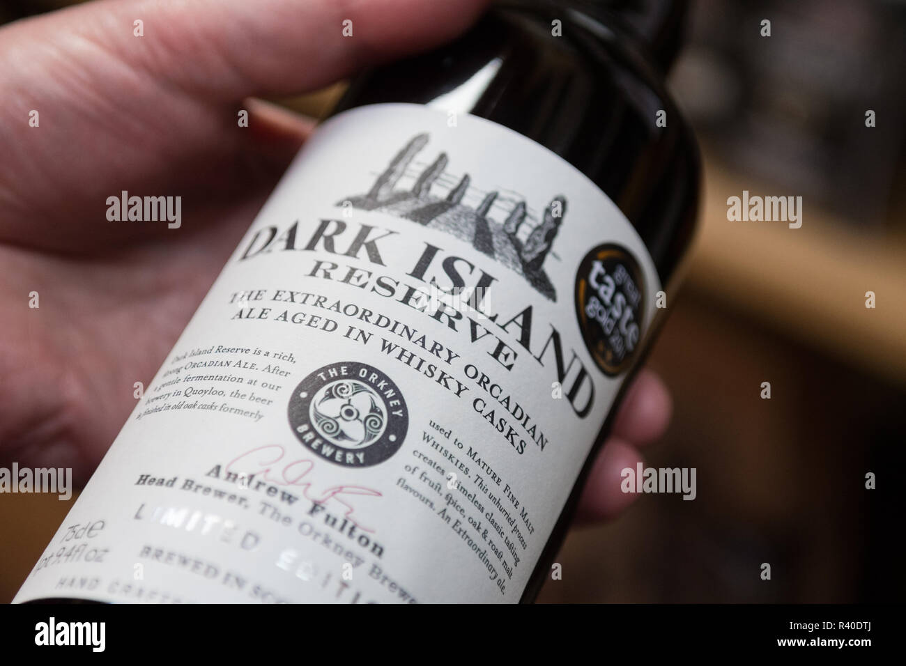 Dark Island Reserve whisky beer from The Orkney Brewery, Scotland, UK ...