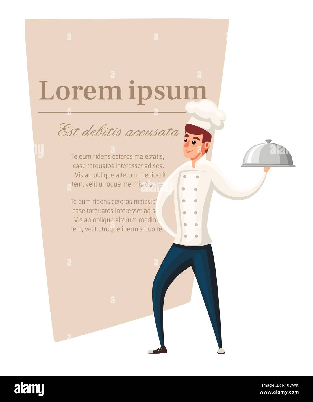 Young chef. Flat vector illustration on white background. Cartoon ...