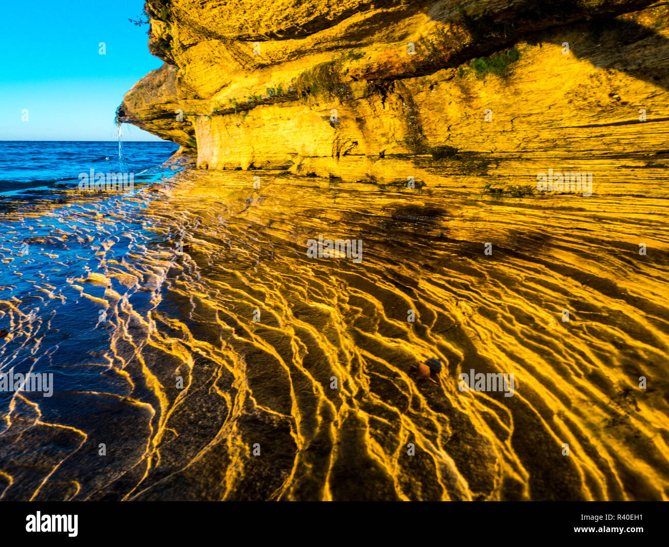 Rock formations at Pictured Rocks National Lakeshore on Upper Peninsula ...