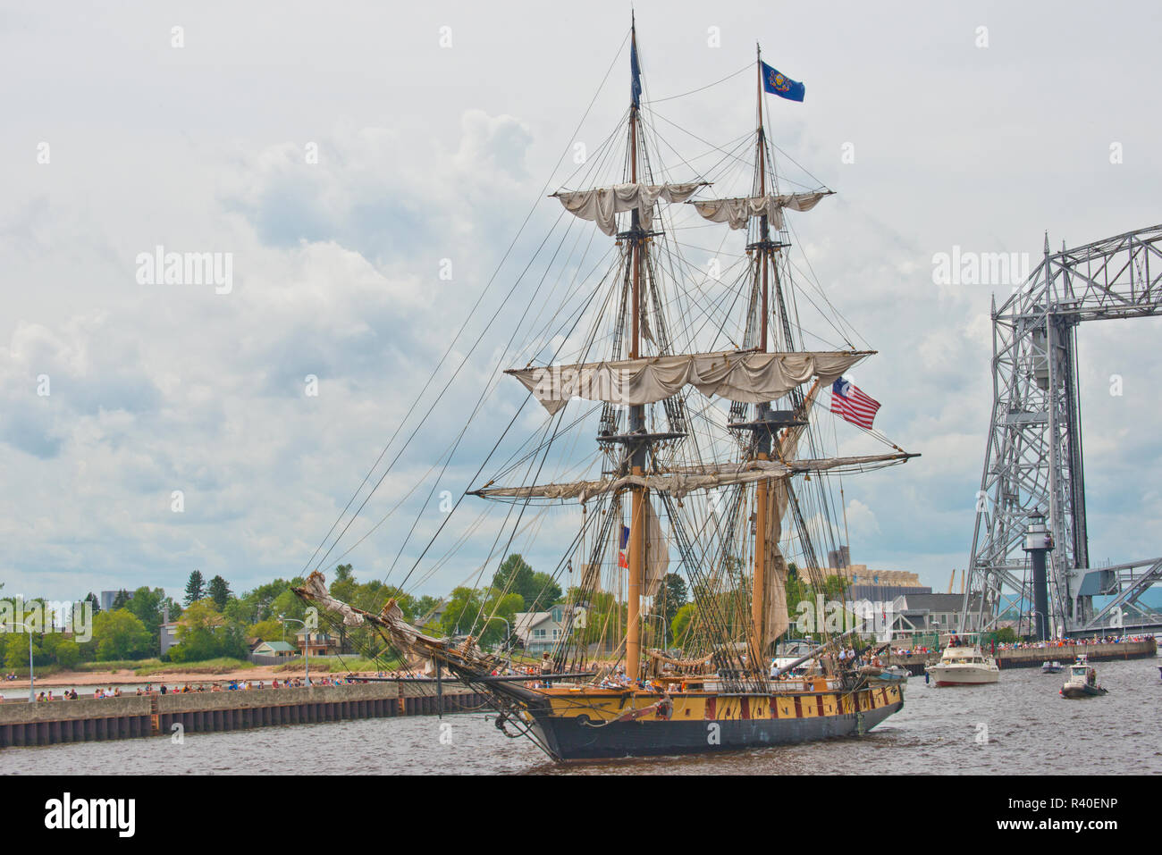 USA, Minnesota, Duluth, Tall Ships Festival 2016, US Brig Niagara in ...