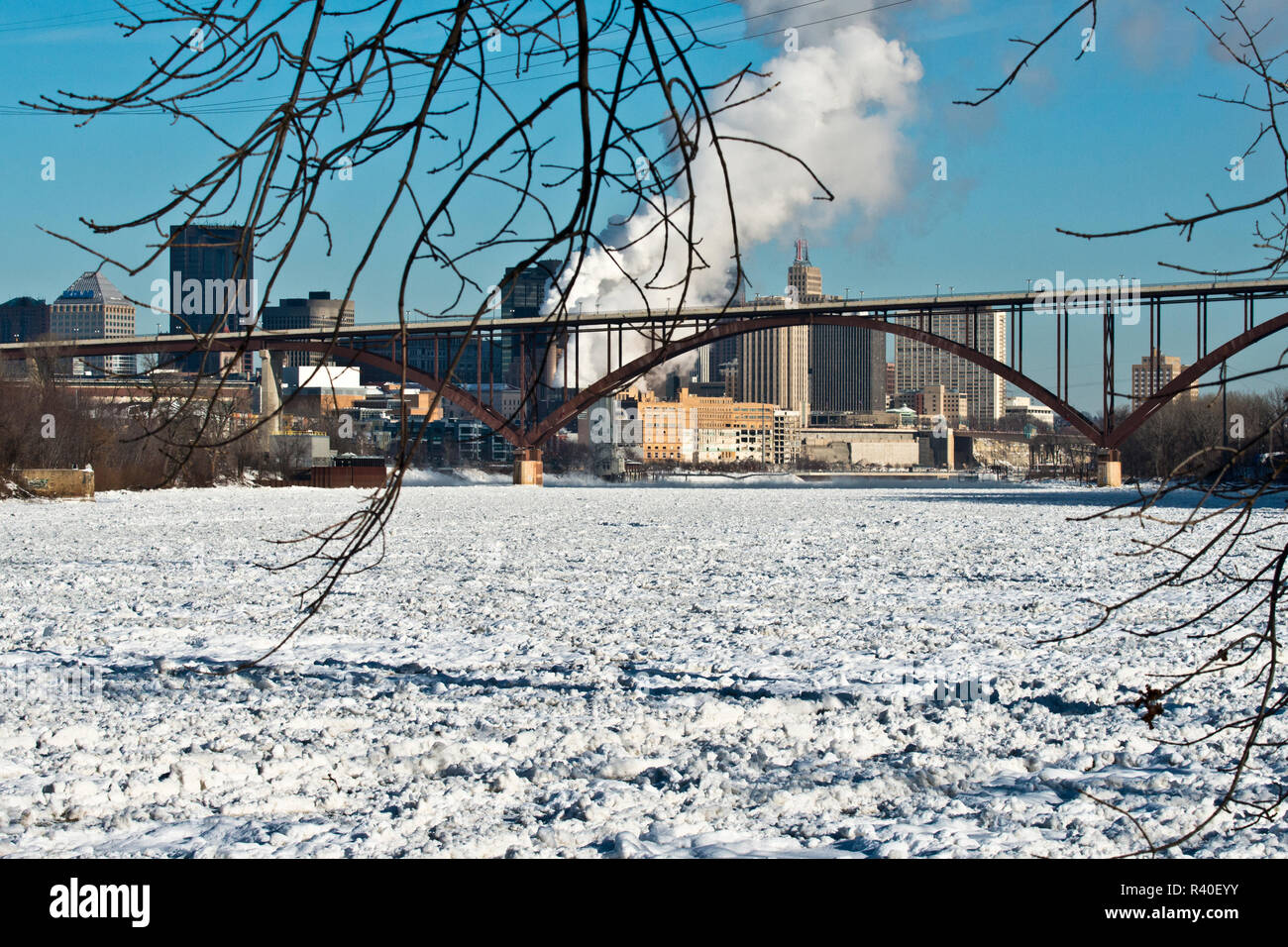USA, Minnesota, Unique December Jumble Ice on Mississippi River at ...