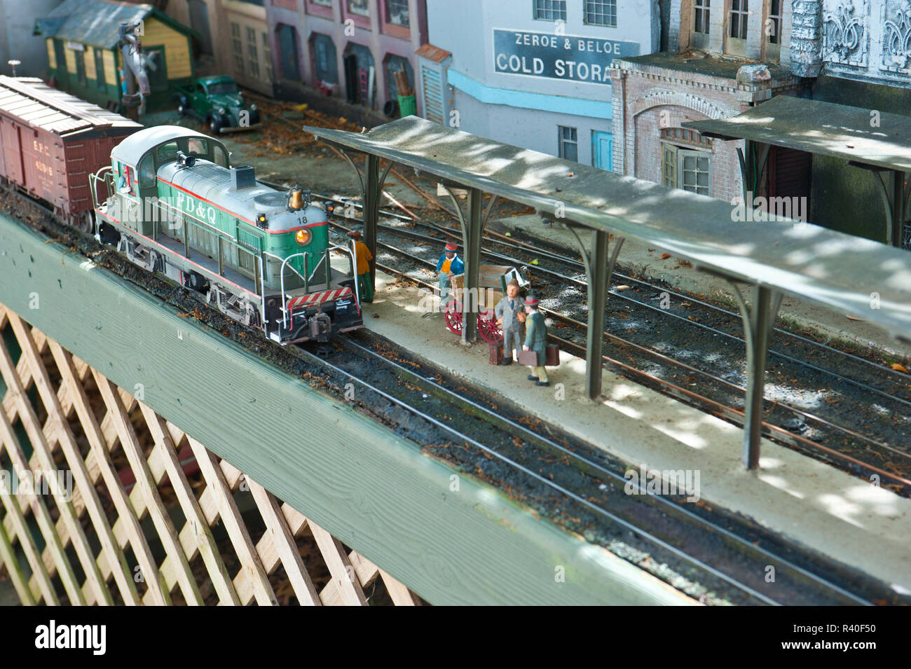 USA, Minnesota, Saint Paul, Railroad System, Diesel passing Passenger ...