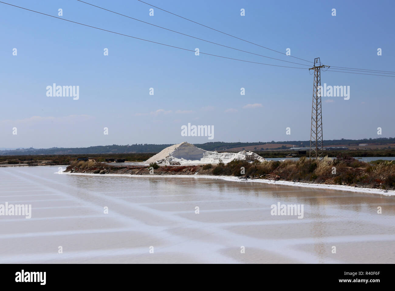 Salt evaporation pond in Isla Cristina, southern Spain, near the border ...