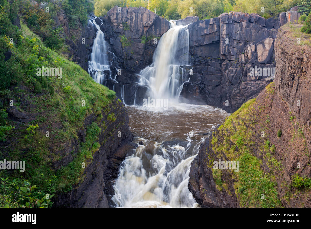 Minnesota, Grand Portage State Park, High Falls, 120 feet Stock Photo ...