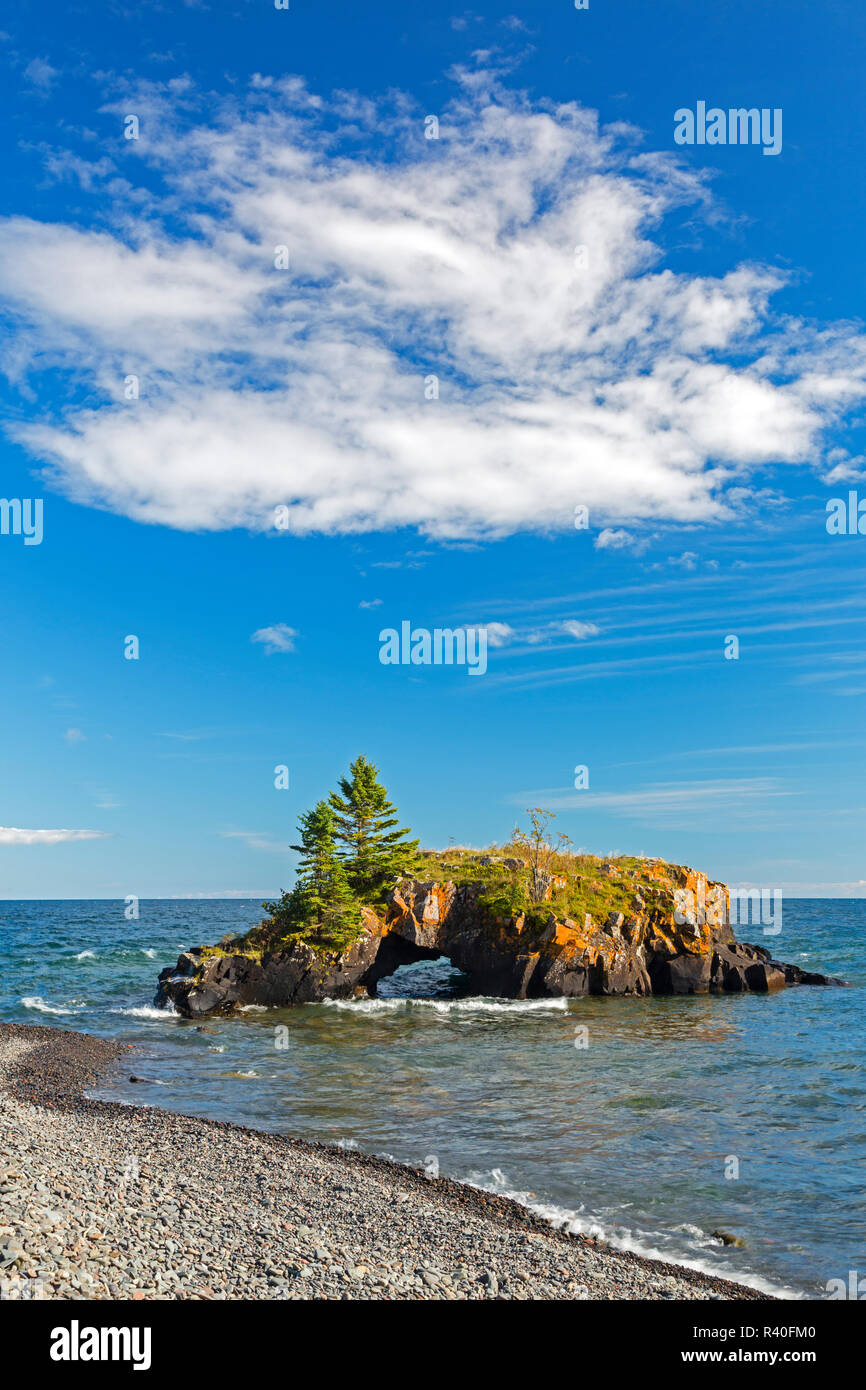 Minnesota, Cook County. Hollow Rock formation along Lake Superior ...
