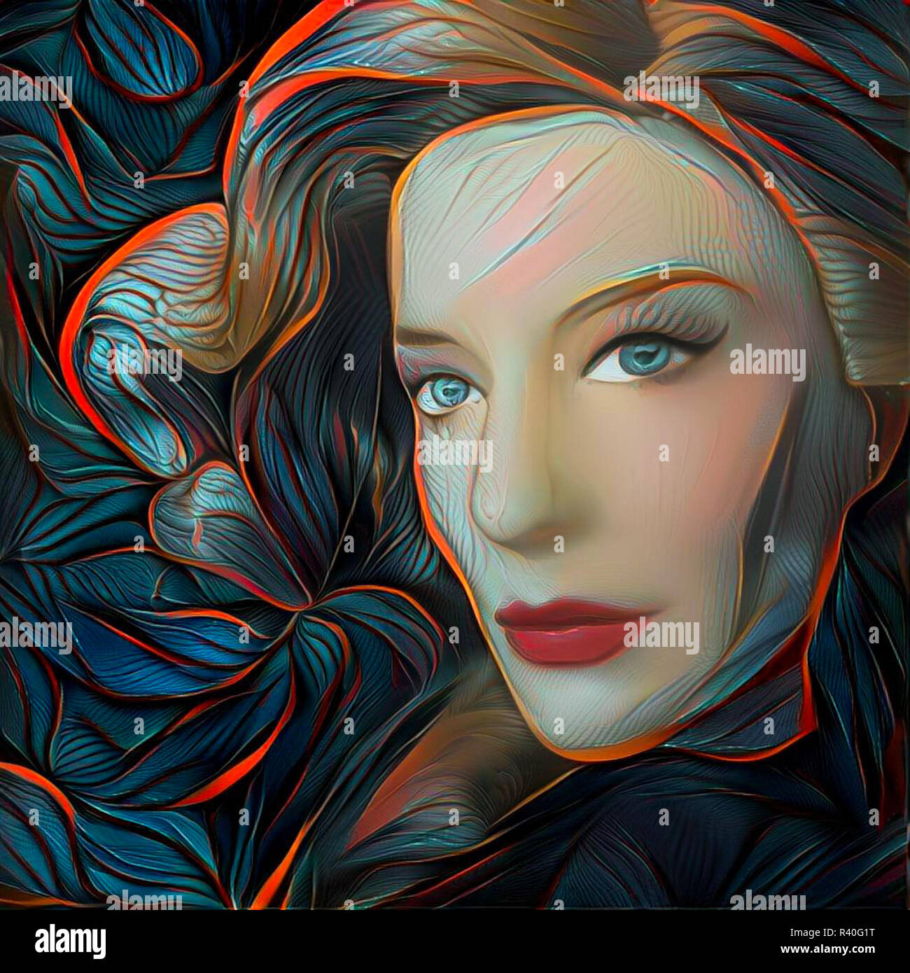 Abstract artwork of a portrait of a woman Stock Photo - Alamy