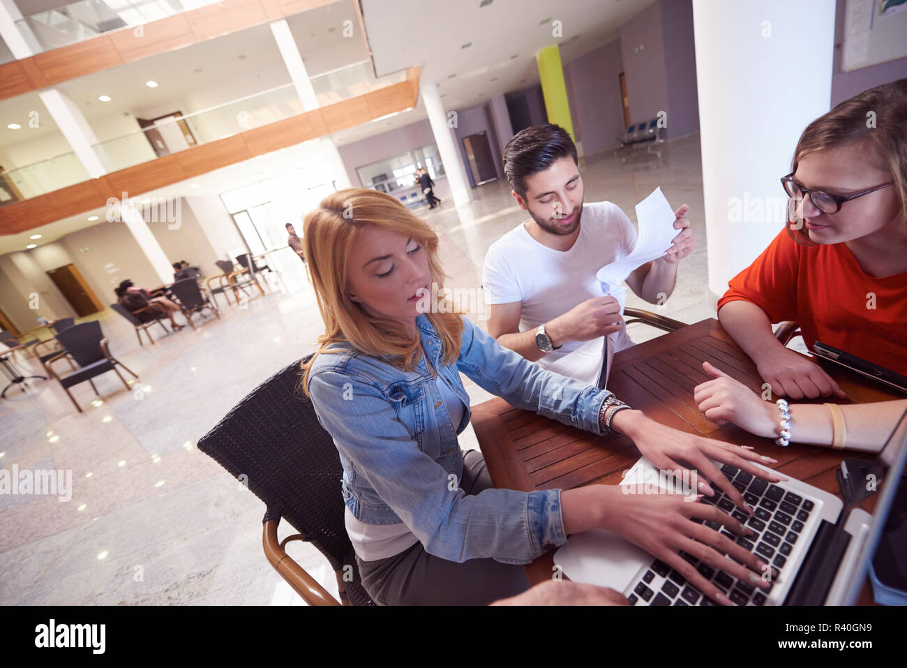 students group working on school project together Stock Photo - Alamy