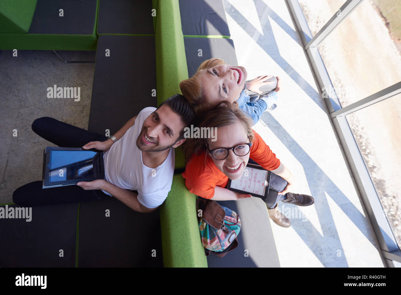 students group working on school project together Stock Photo - Alamy