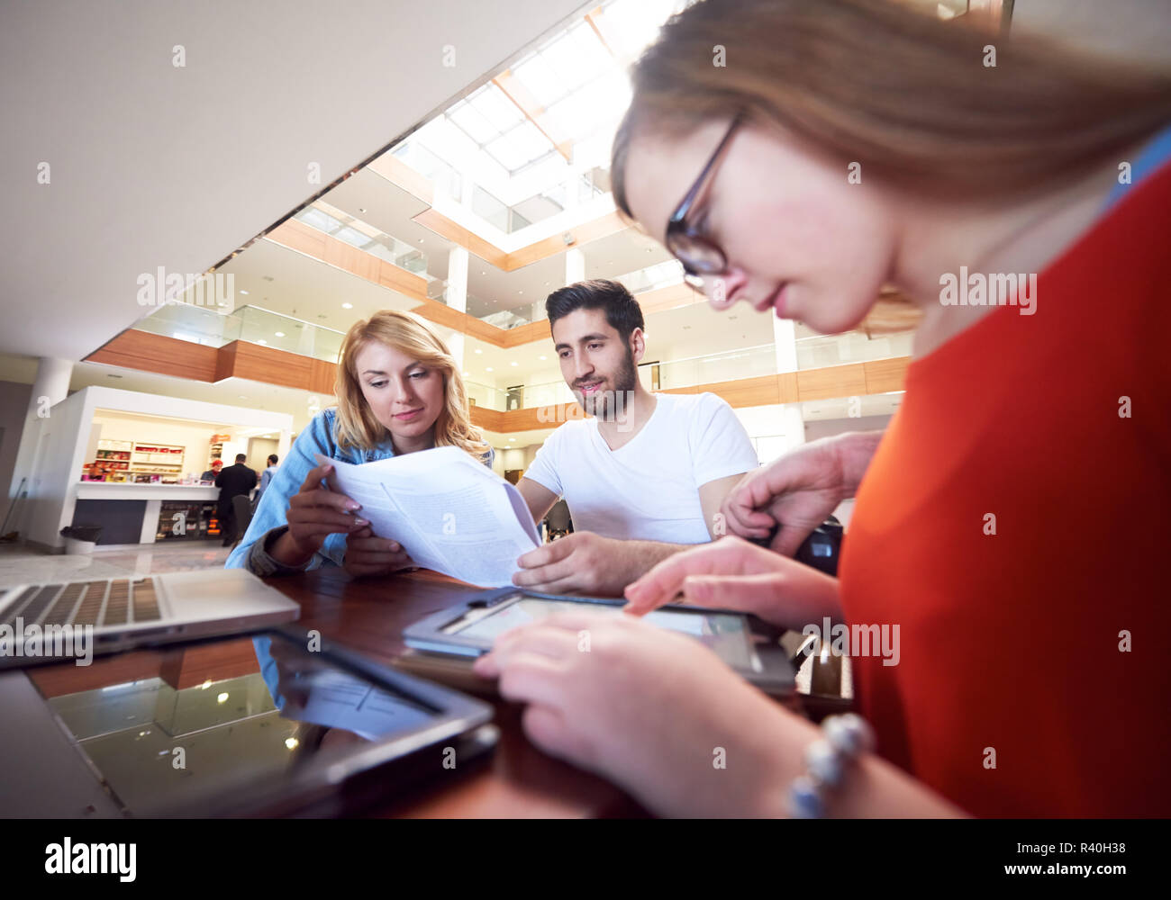 students group working on school project together Stock Photo - Alamy