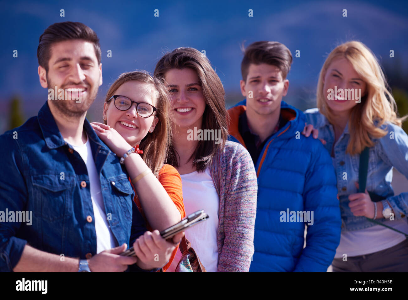 happy students group Stock Photo - Alamy