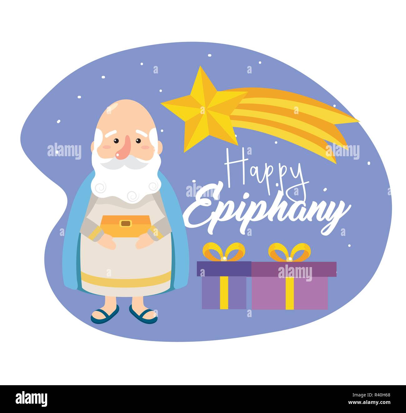 melchior magician king with gold and shooting star vector illustration ...