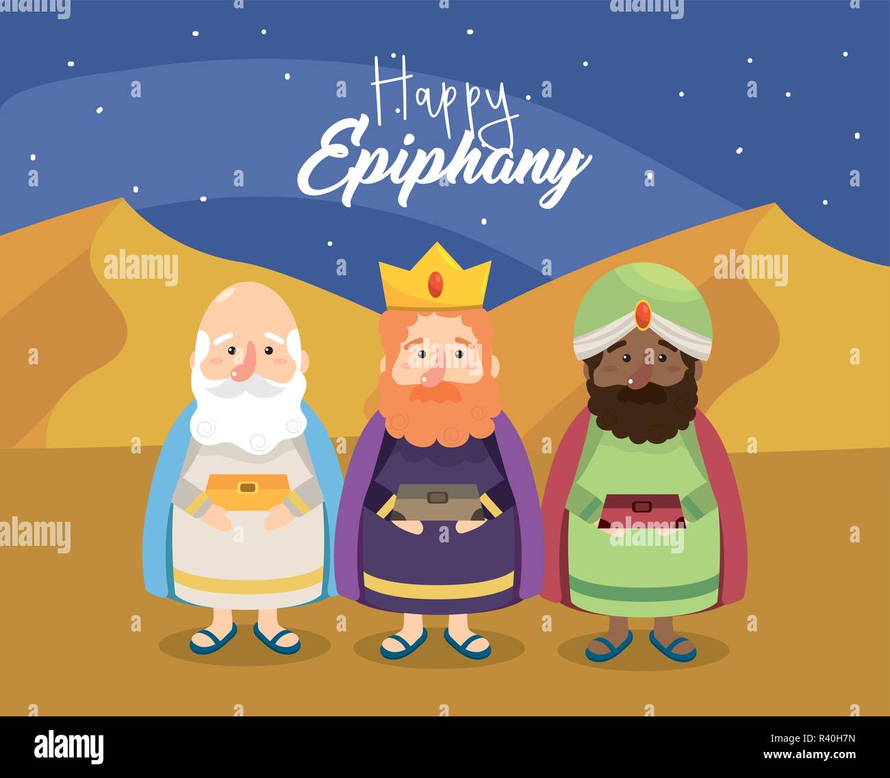 gaspar with melchior and balthazar to happy epiphany vector ...
