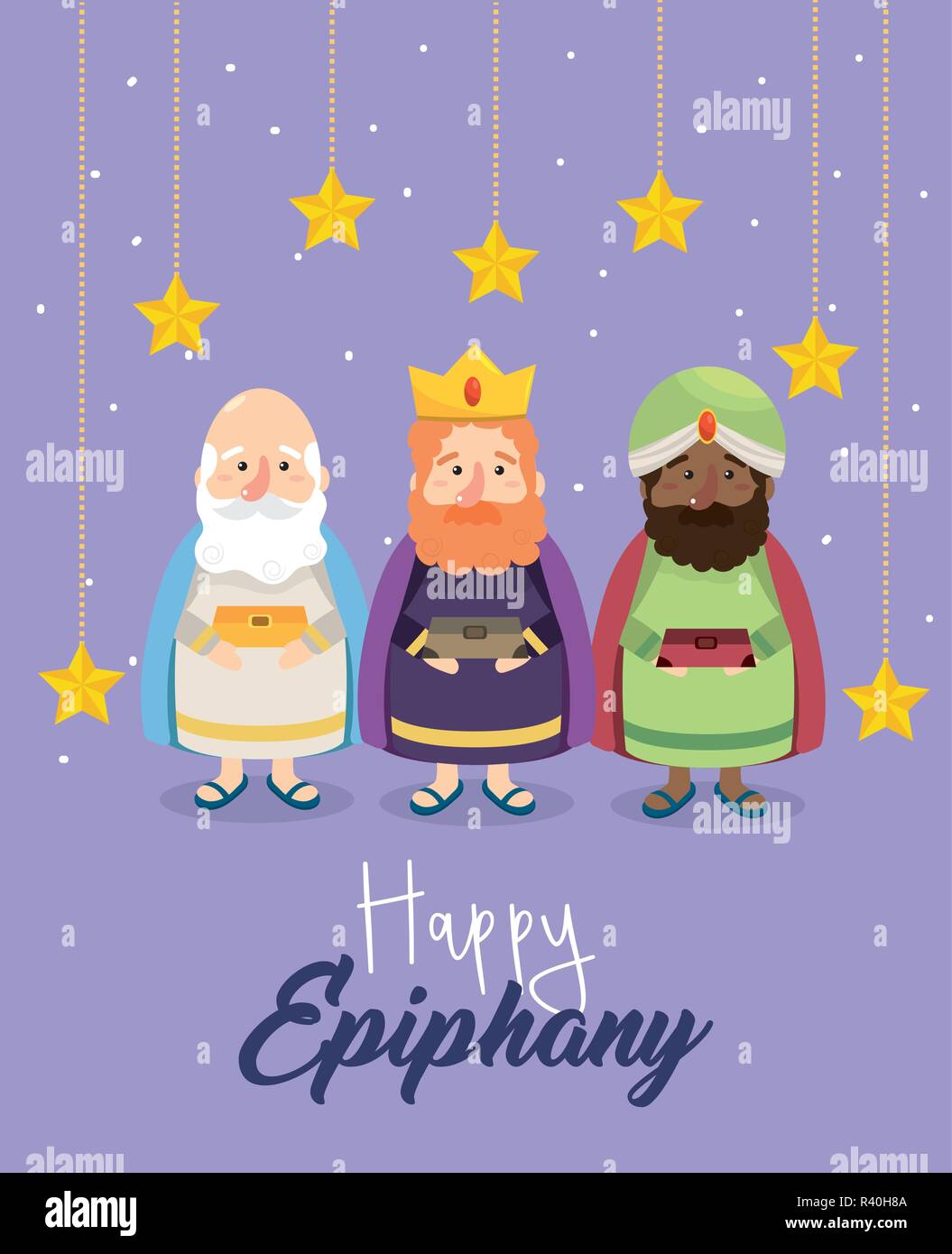 gaspar with melchior and balthazar kings with star vector illustration ...