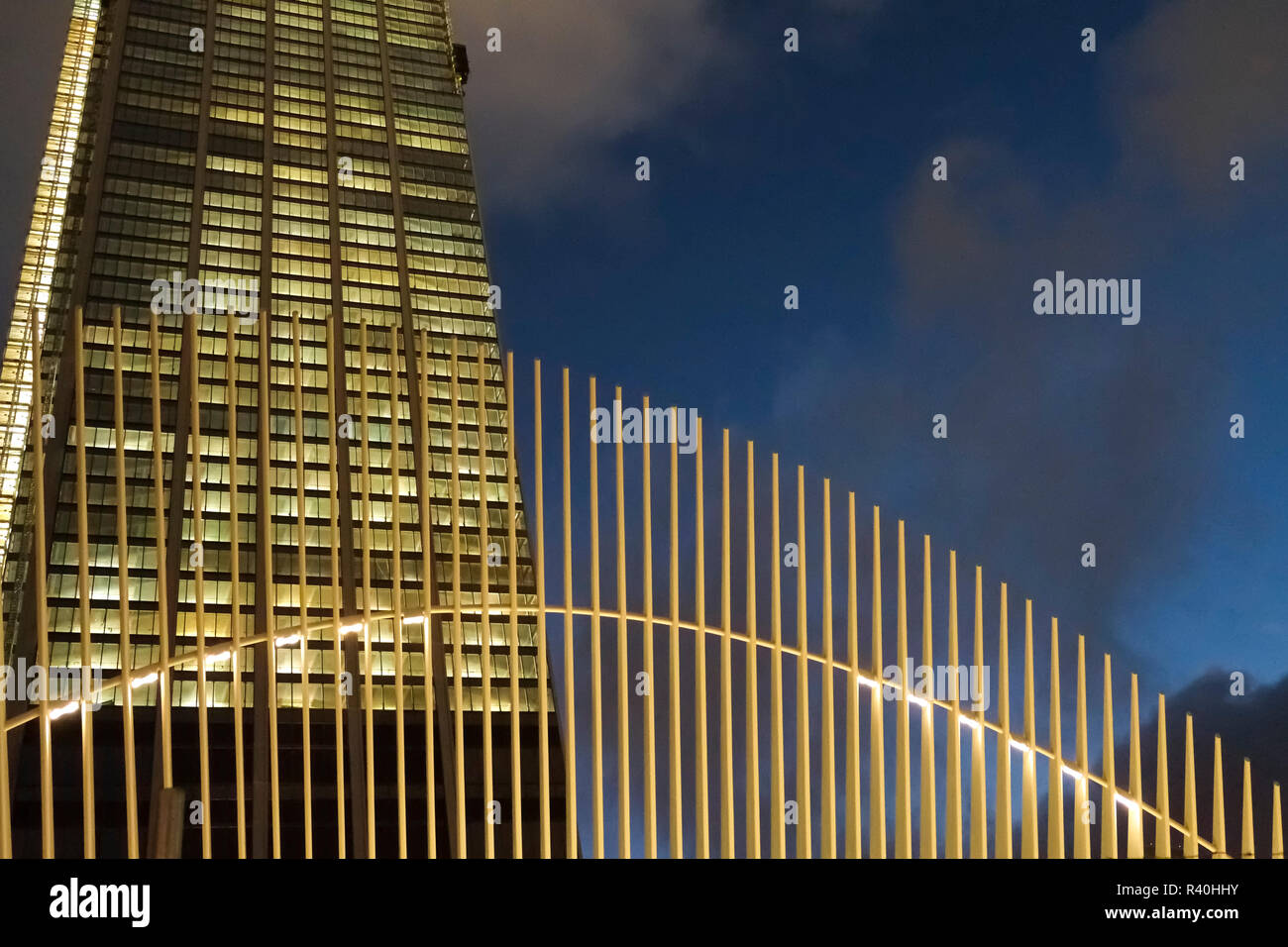 New York City, NY, USA. Exterior of the Oculus building at night Stock ...