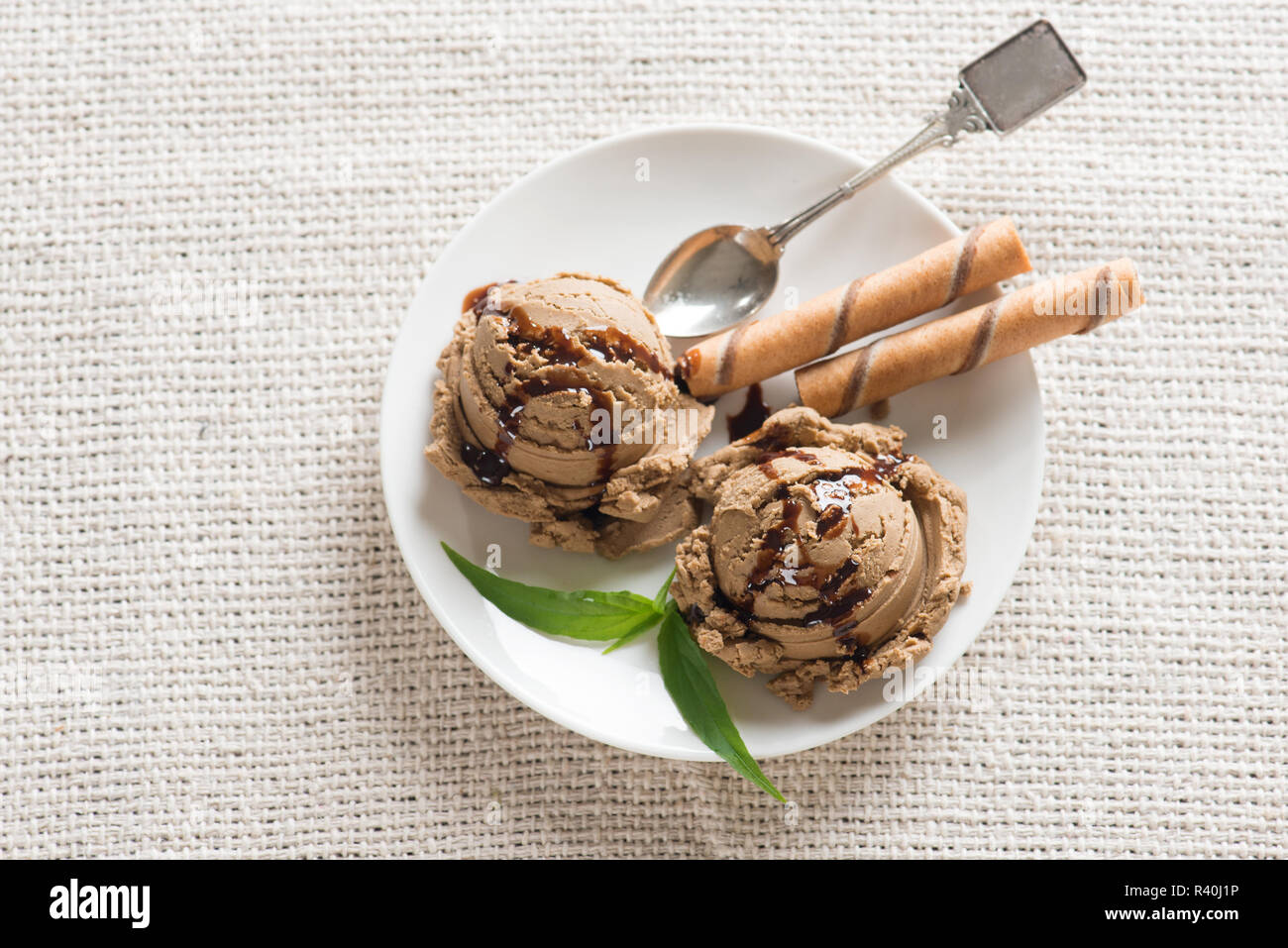 Top view chocolate ice cream Stock Photo - Alamy