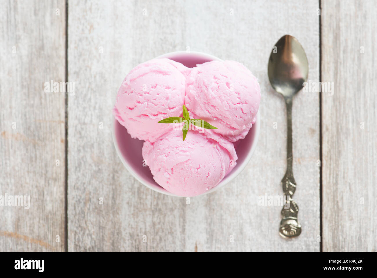 Top view strawberry ice cream Stock Photo - Alamy