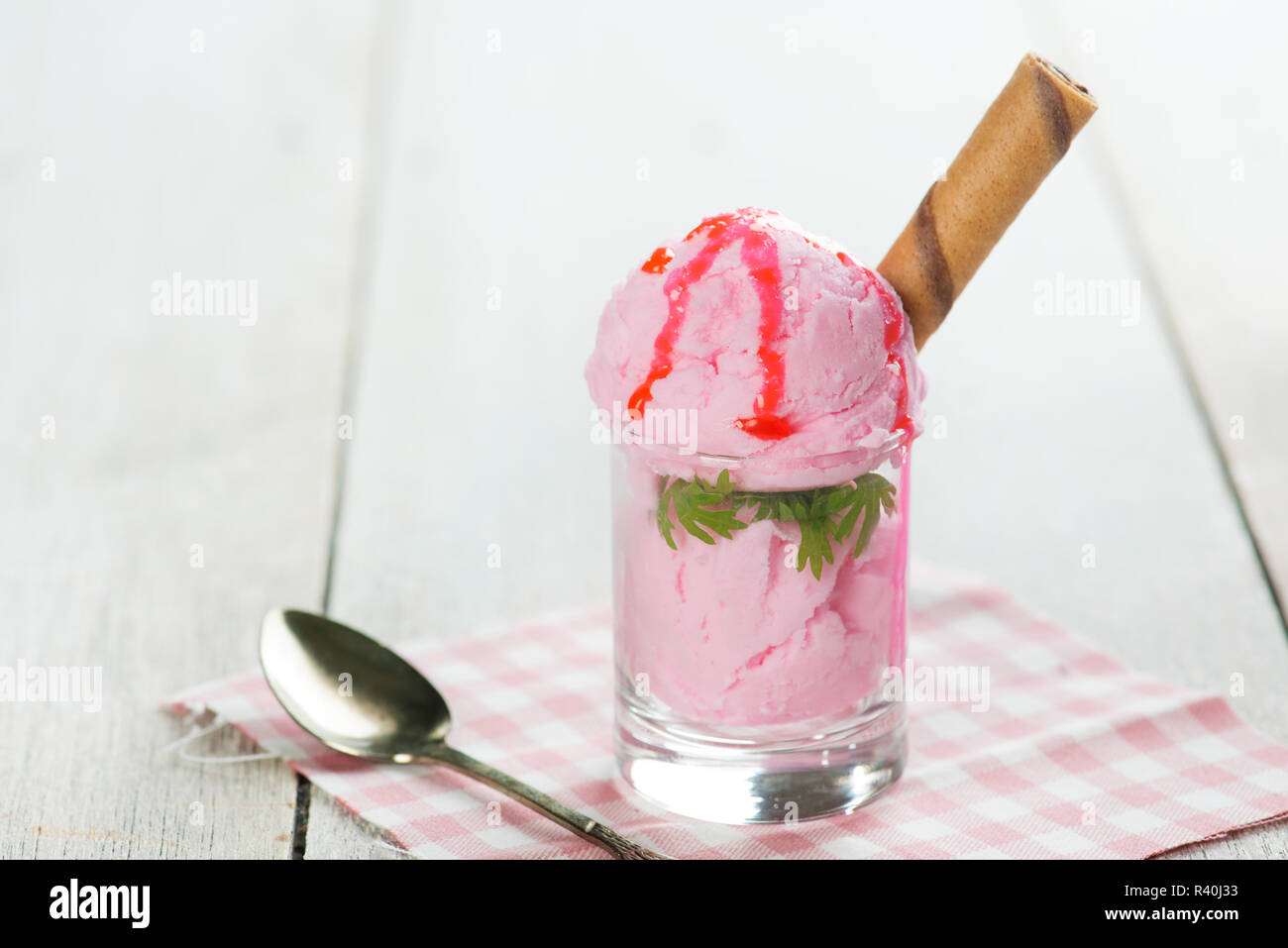 Pink ice cream in glass Stock Photo - Alamy