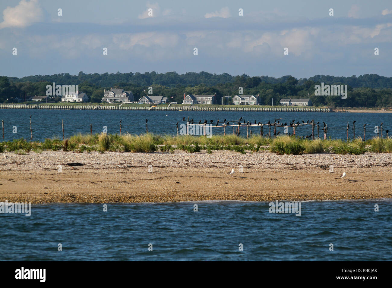 A spit of land seen from Long Beach Bar Lighthouse, Long Island, New ...