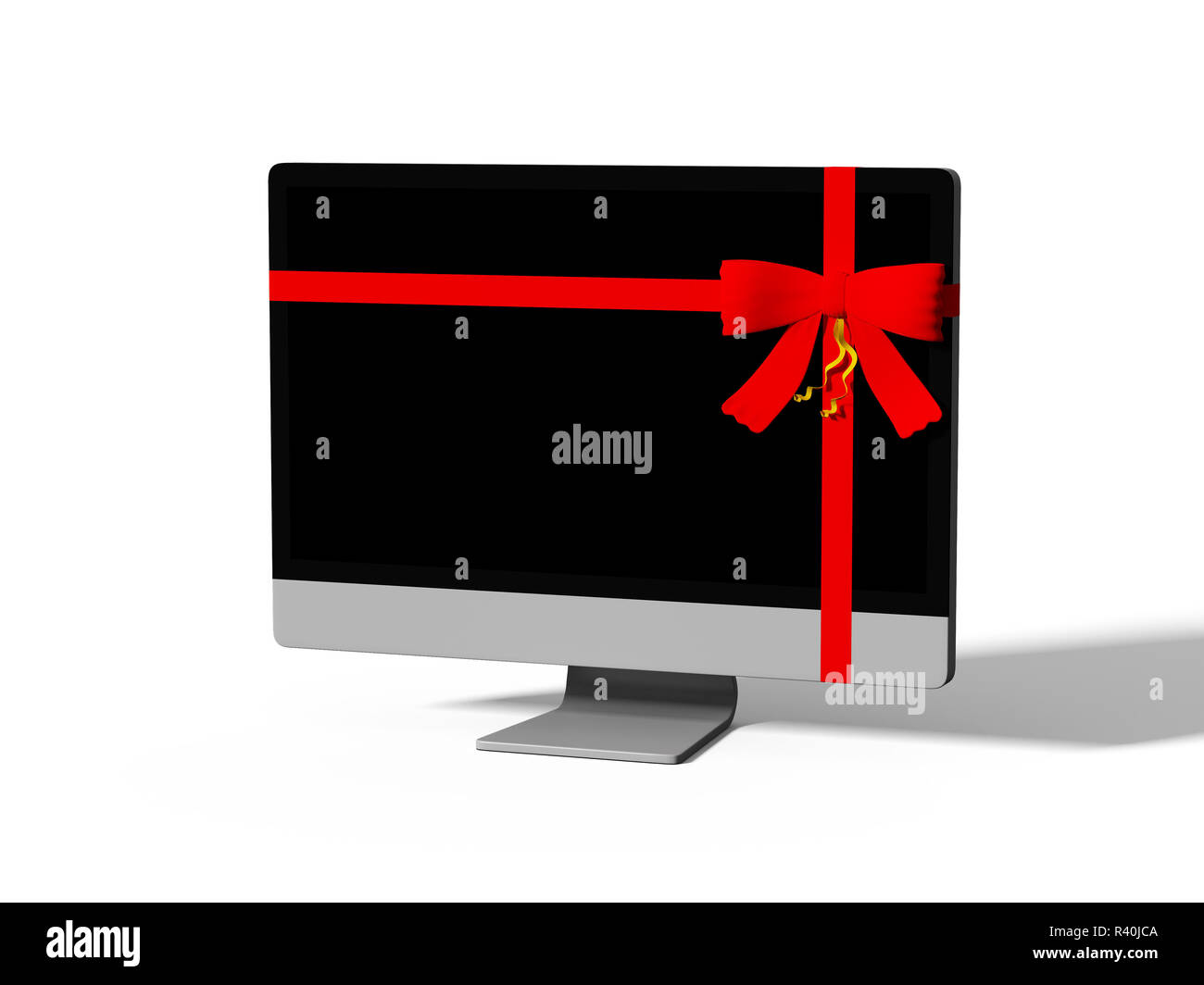 monitor wrapped with color ribbon Stock Photo - Alamy