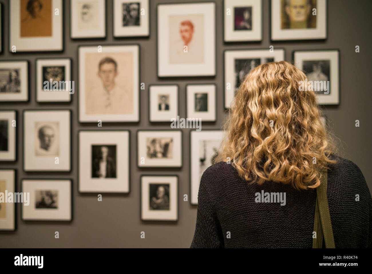 USA, New York City, Lower Manhattan, Whitney Museum, gallery interior ...