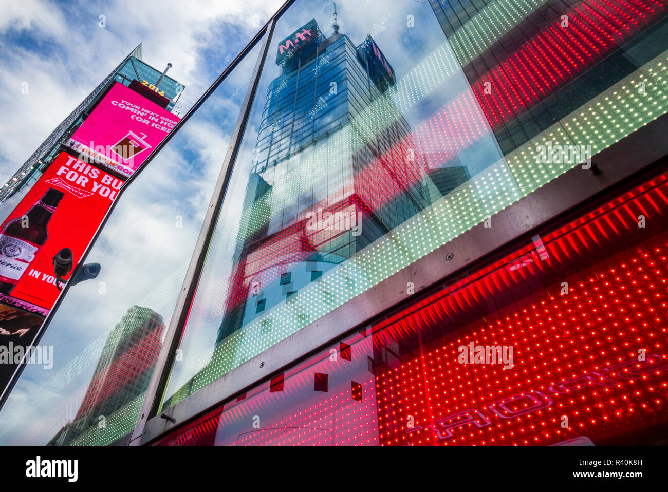 USA, New York City, Midtown Manhattan, Times Square, US flag Stock ...