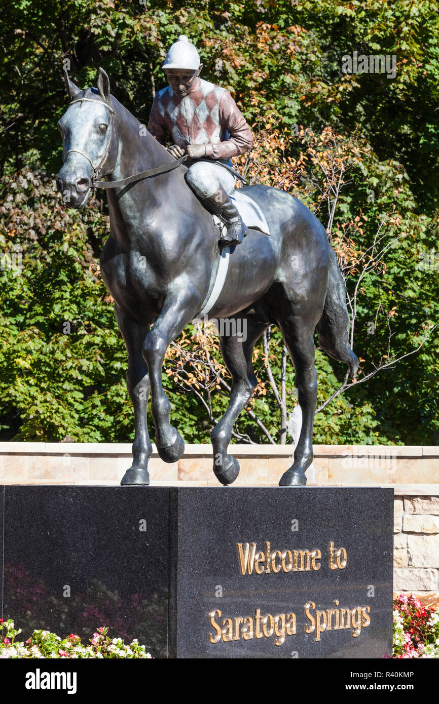USA, New York, Hudson Valley, Saratoga Springs, equestrian statue Stock ...