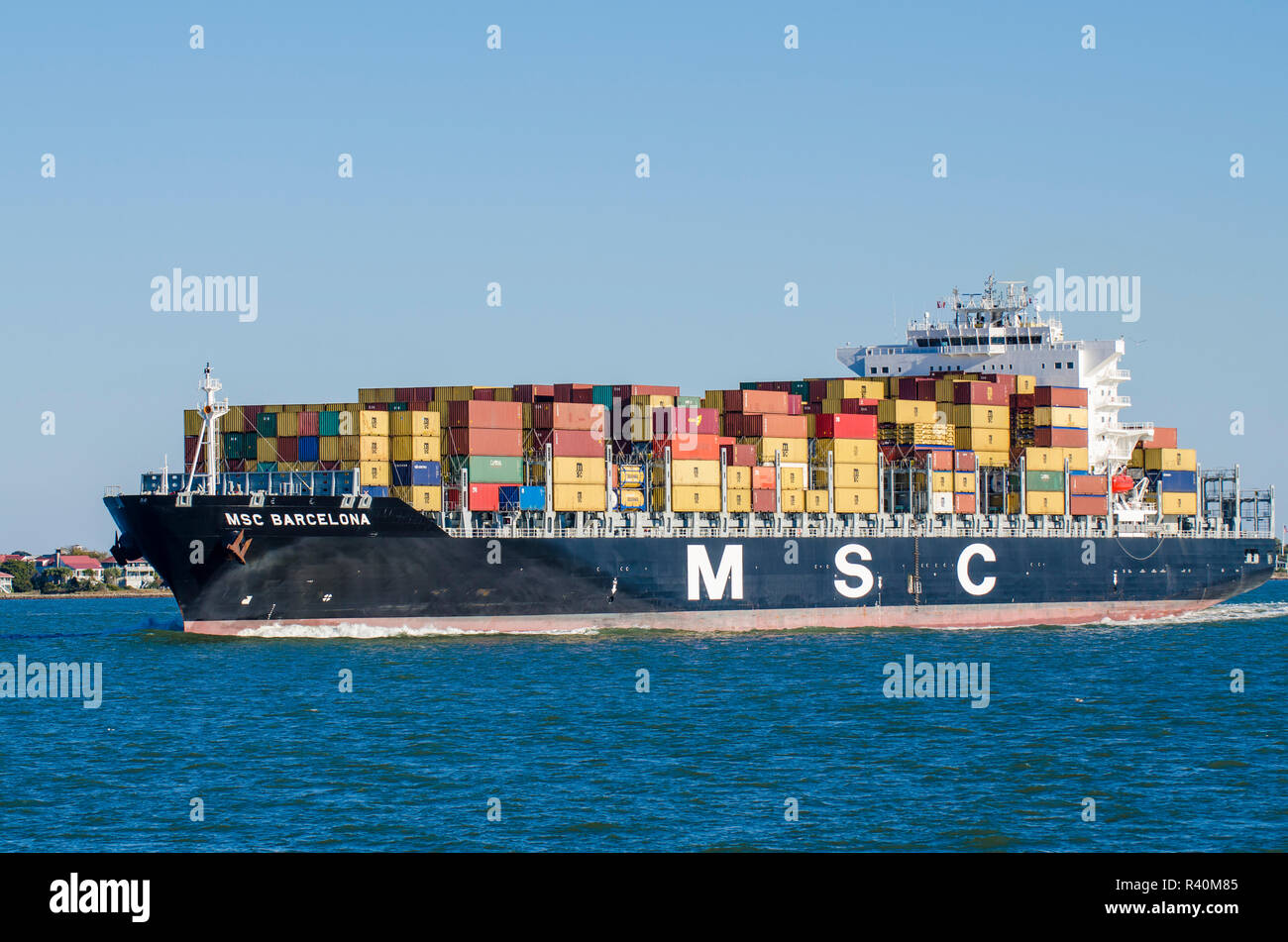 Container ship in Charleston Harbor, Charleston, South Carolina Stock ...