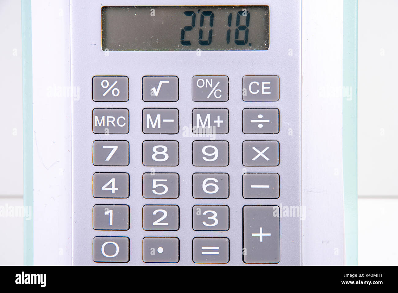calculator with the number 2018 Stock Photo - Alamy