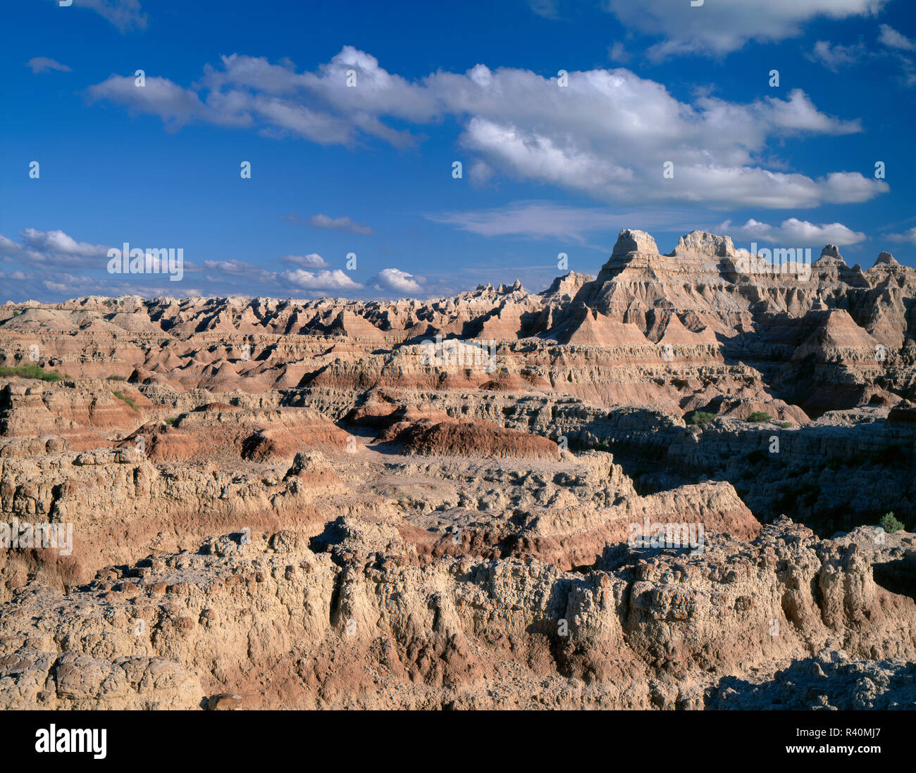 USA, South Dakota, Badlands National Park, Eroded, sedimentary ...
