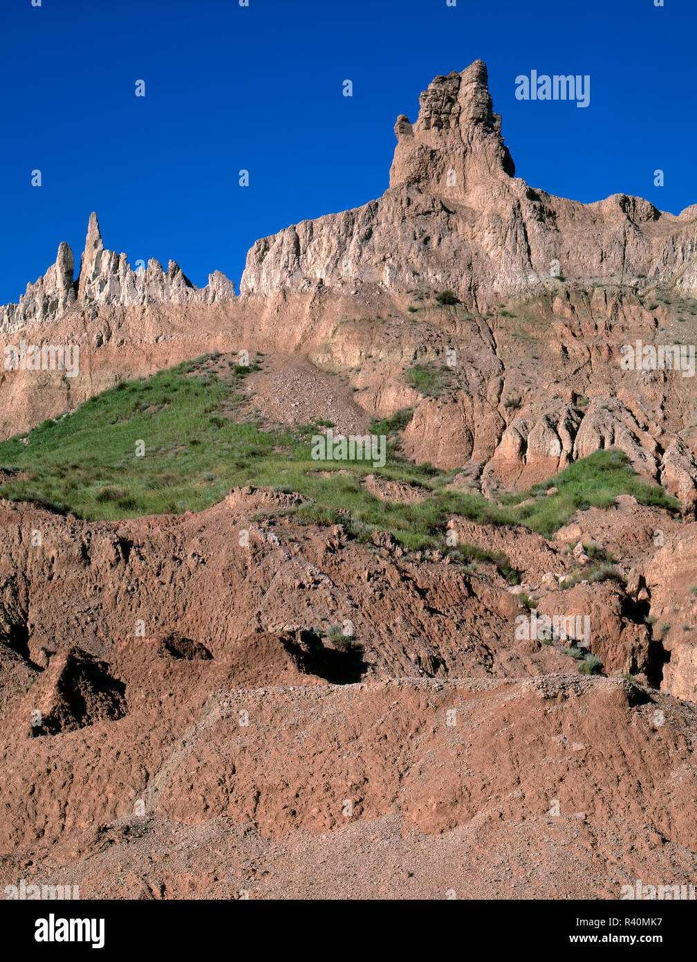USA, South Dakota, Badlands National Park, North Unit, Eroded ...