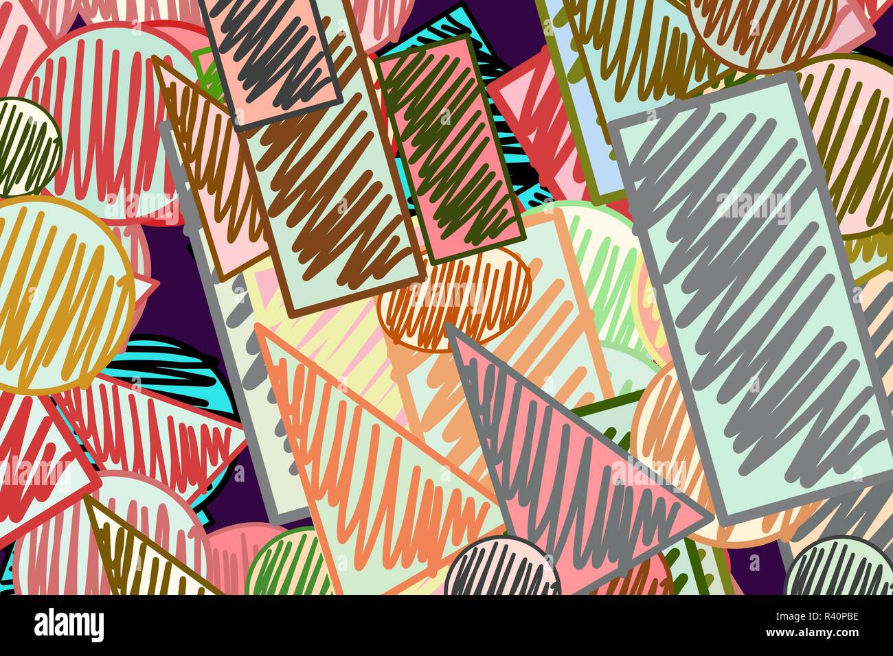 Mixed or mutiple shapes background hand drawn, good for graphic design ...