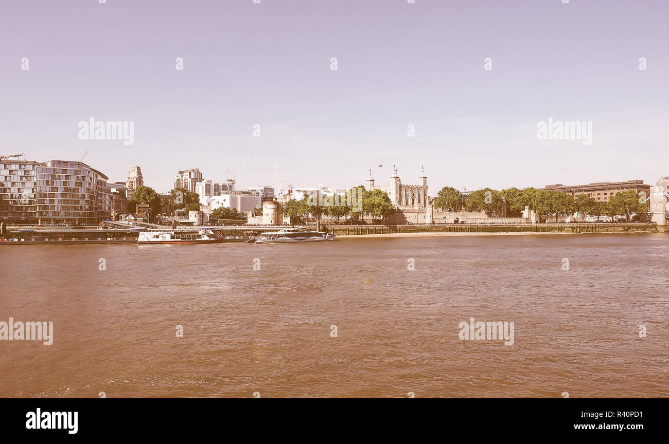 Retro looking Tower Bridge in London Stock Photo - Alamy