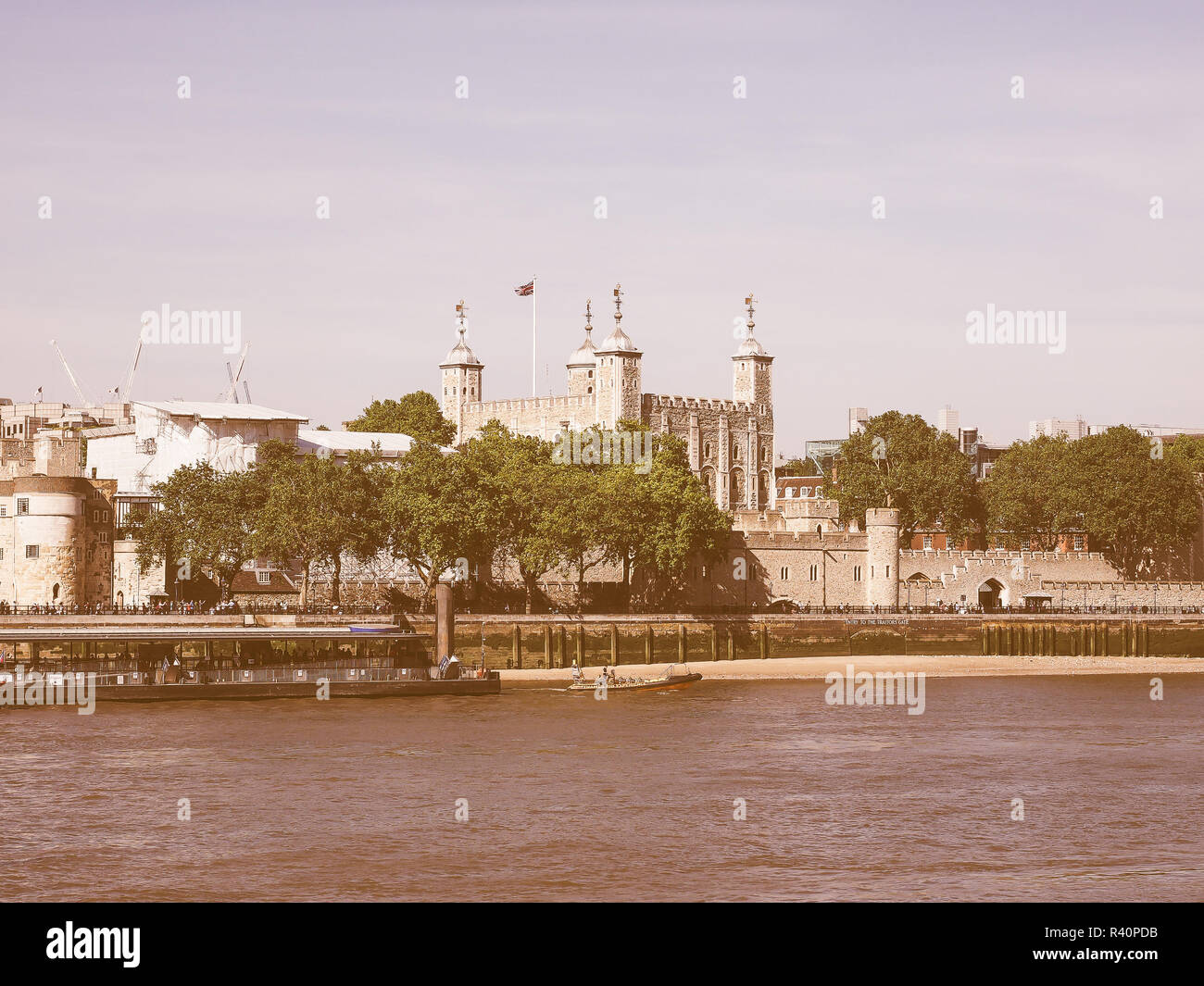 Retro looking Tower of London Stock Photo - Alamy