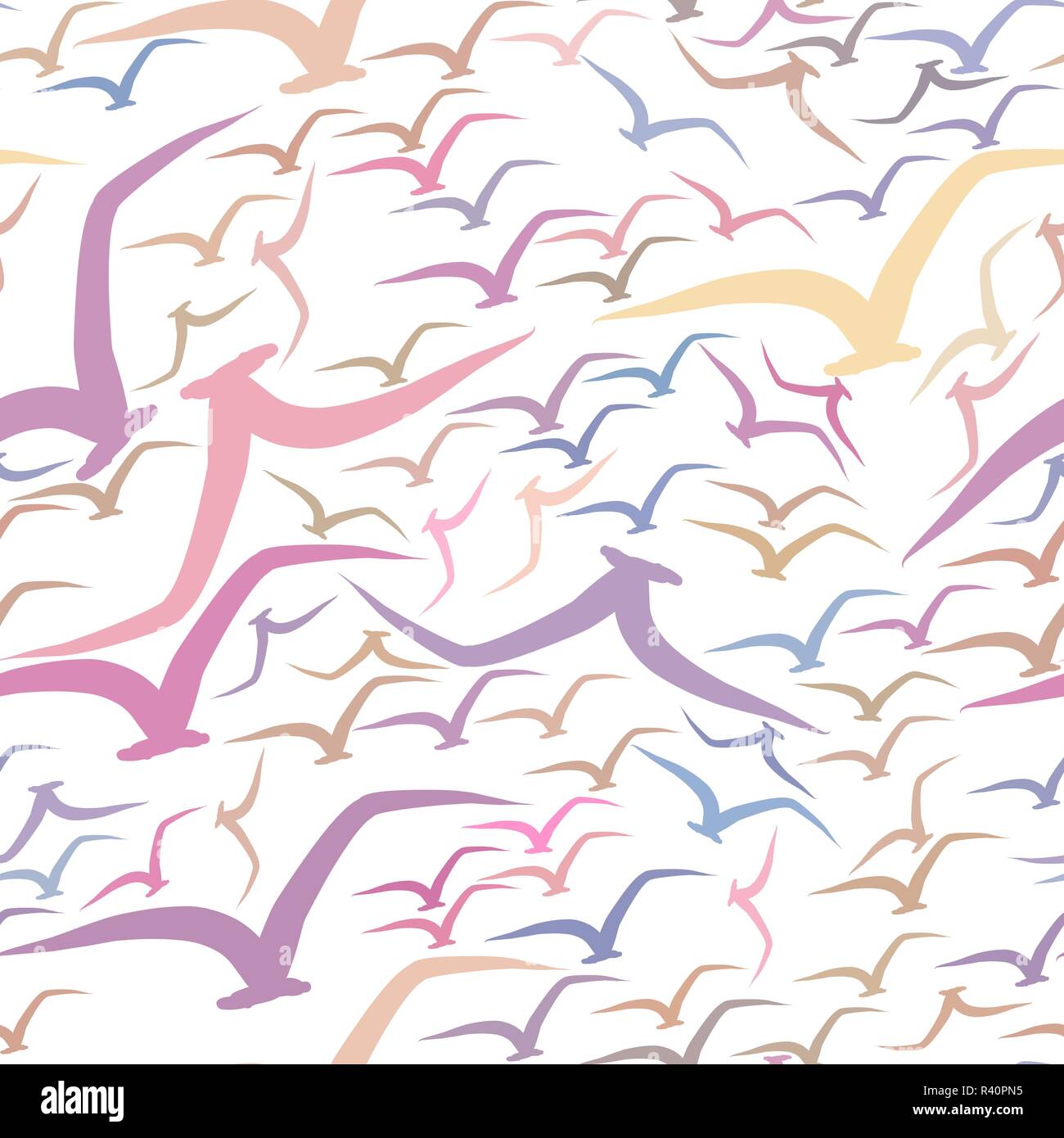 Seamless abstract illustrations of flying birds, conceptual. Good for ...