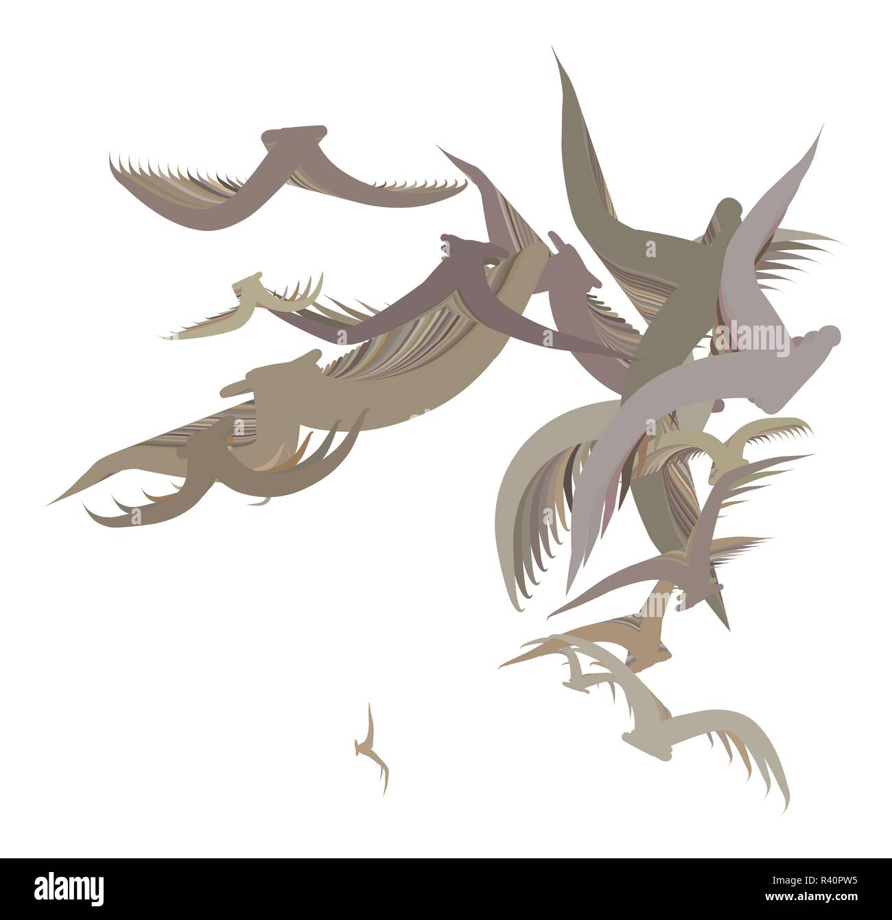 Background abstract flying birds, hand drawn for design. Cartoon style ...