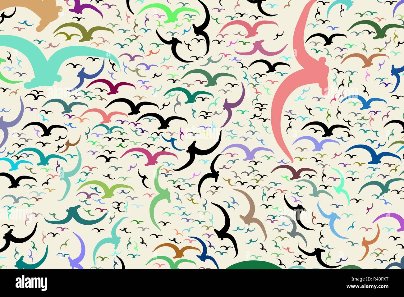 Abstract illustrations of flying birds, conceptual. Good for design ...