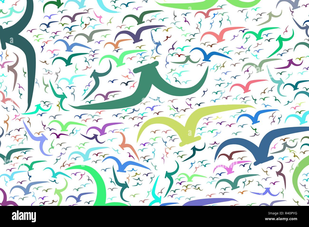 Abstract flying birds illustrations background. Cartoon style vector ...