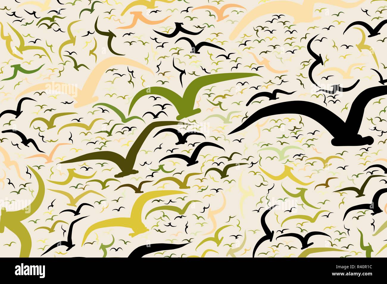 Abstract illustrations of flying birds, conceptual. Good for design ...