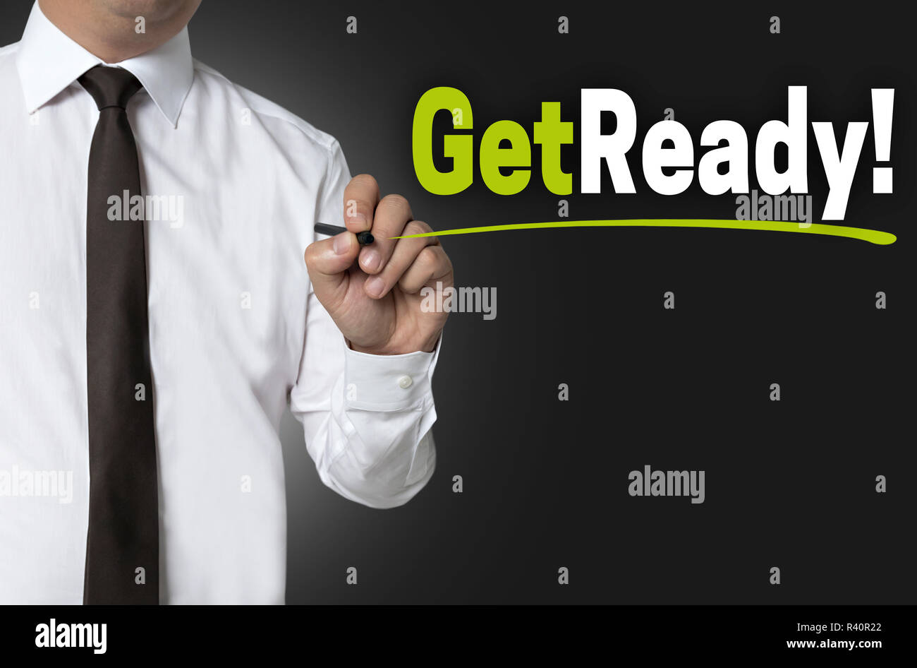 get ready is written by businessman background concept Stock Photo - Alamy