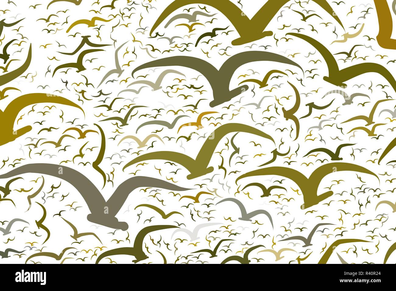 Background abstract flying birds, hand drawn for design. Cartoon style ...